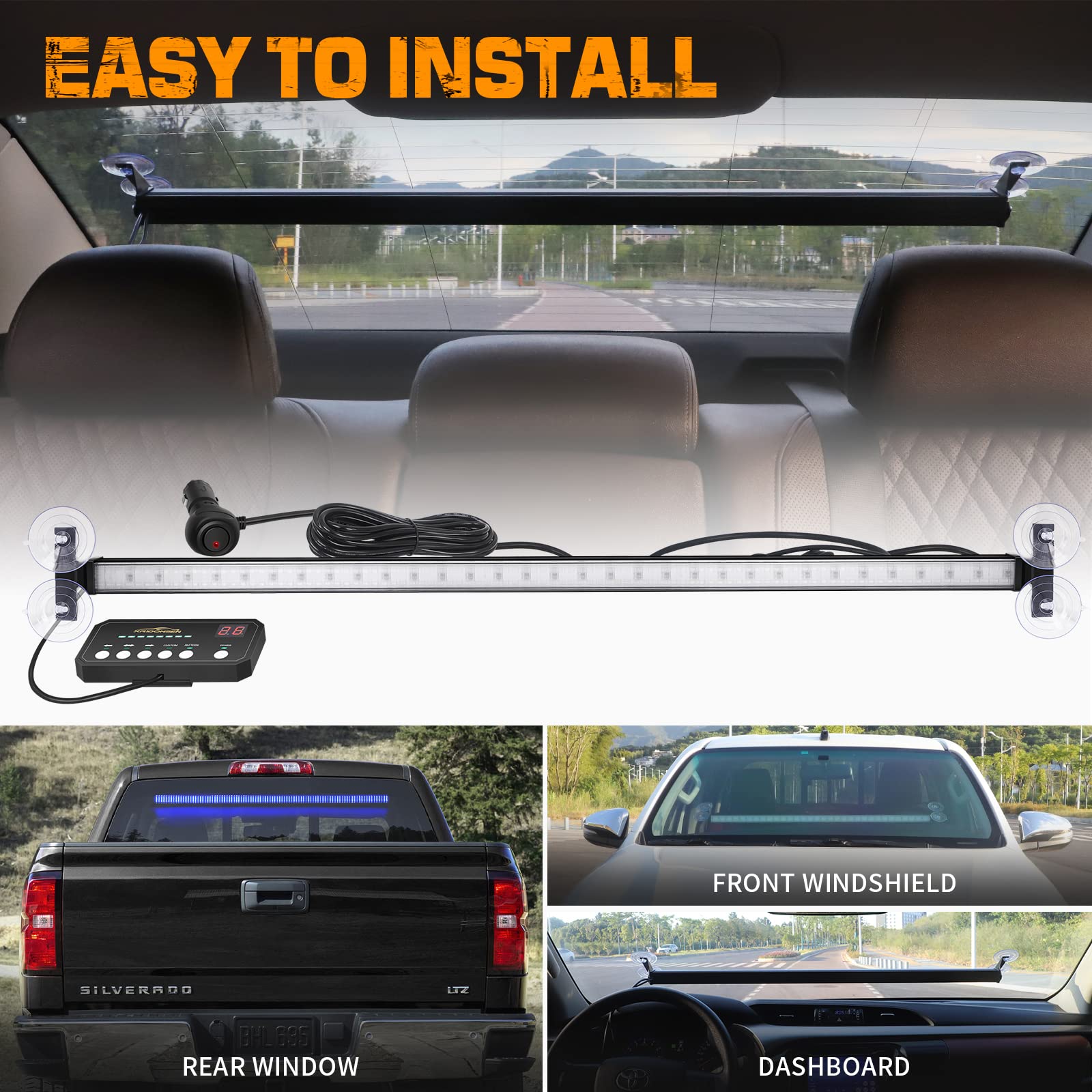 Snapklik.com : 35 Inch Traffic Advisor Light Bar 144 LED Blue Emergency ...