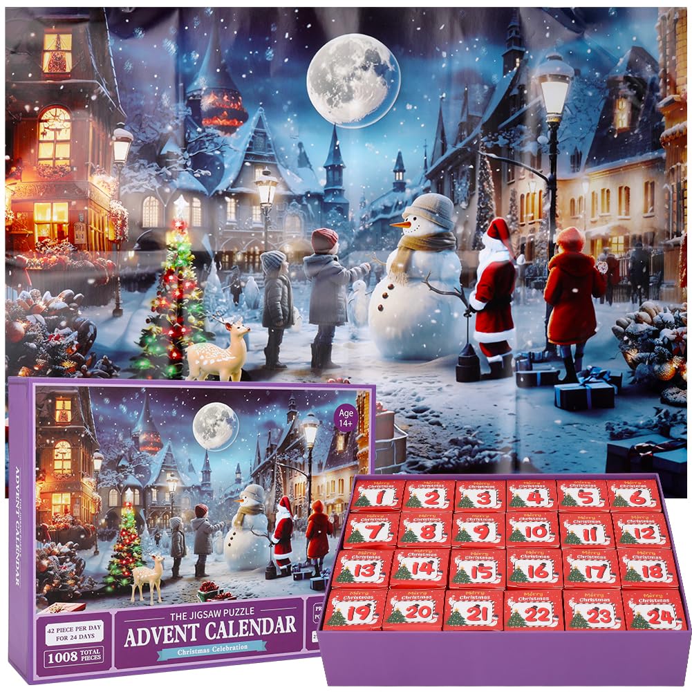 Amazon.com: Puzzle Advent Calendar, 2024 Jigsaw Puzzle 1008 Pcs 24 Days ...