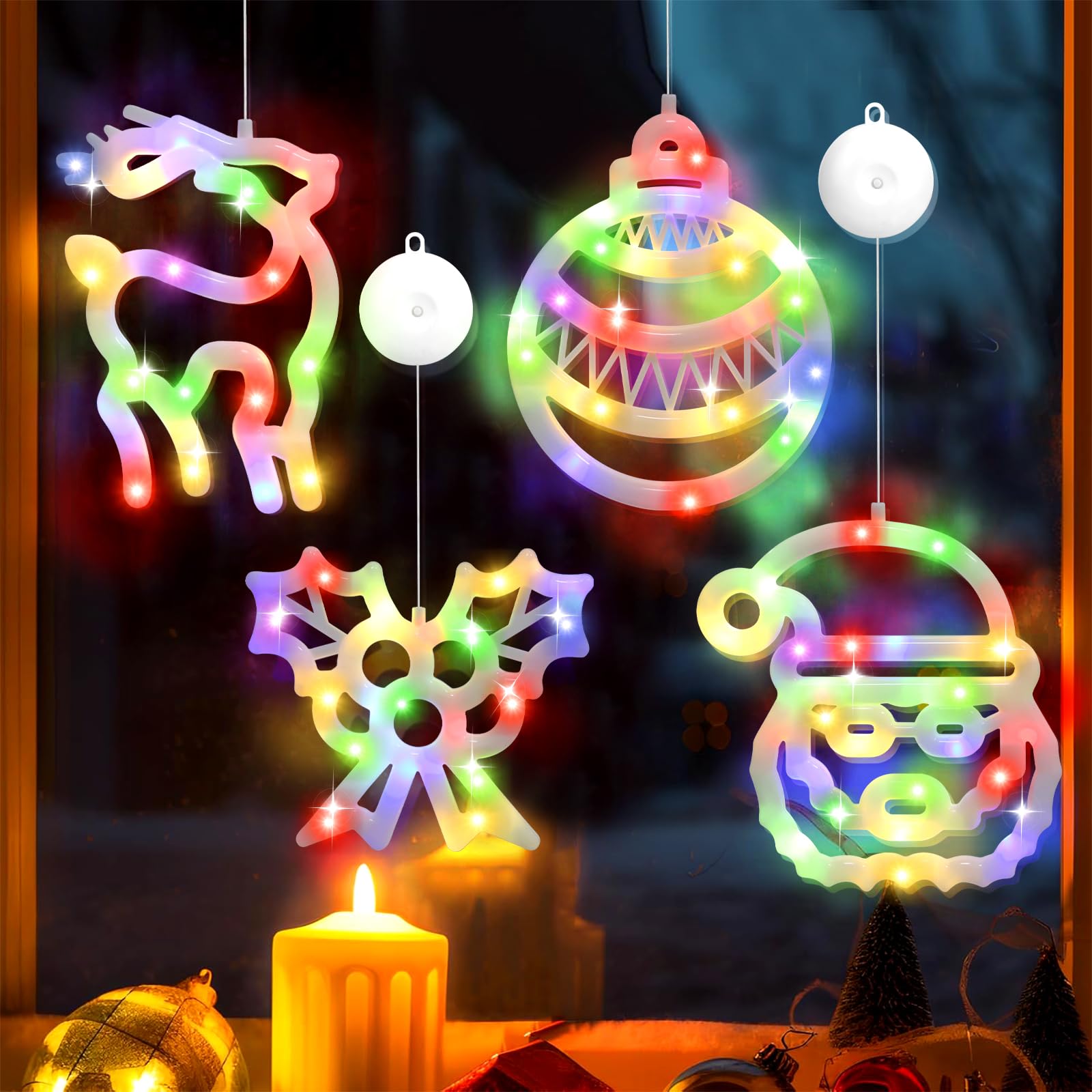 Amazon.com : LHMTQVK 4PCS Christmas Window Lights, Christmas Window ...
