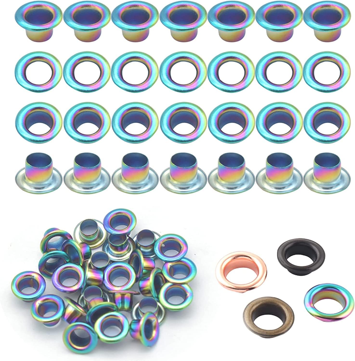 Amazon.com: Metal Eyelets Hole Kit Metal Grommets Eyelets 200 Sets ...