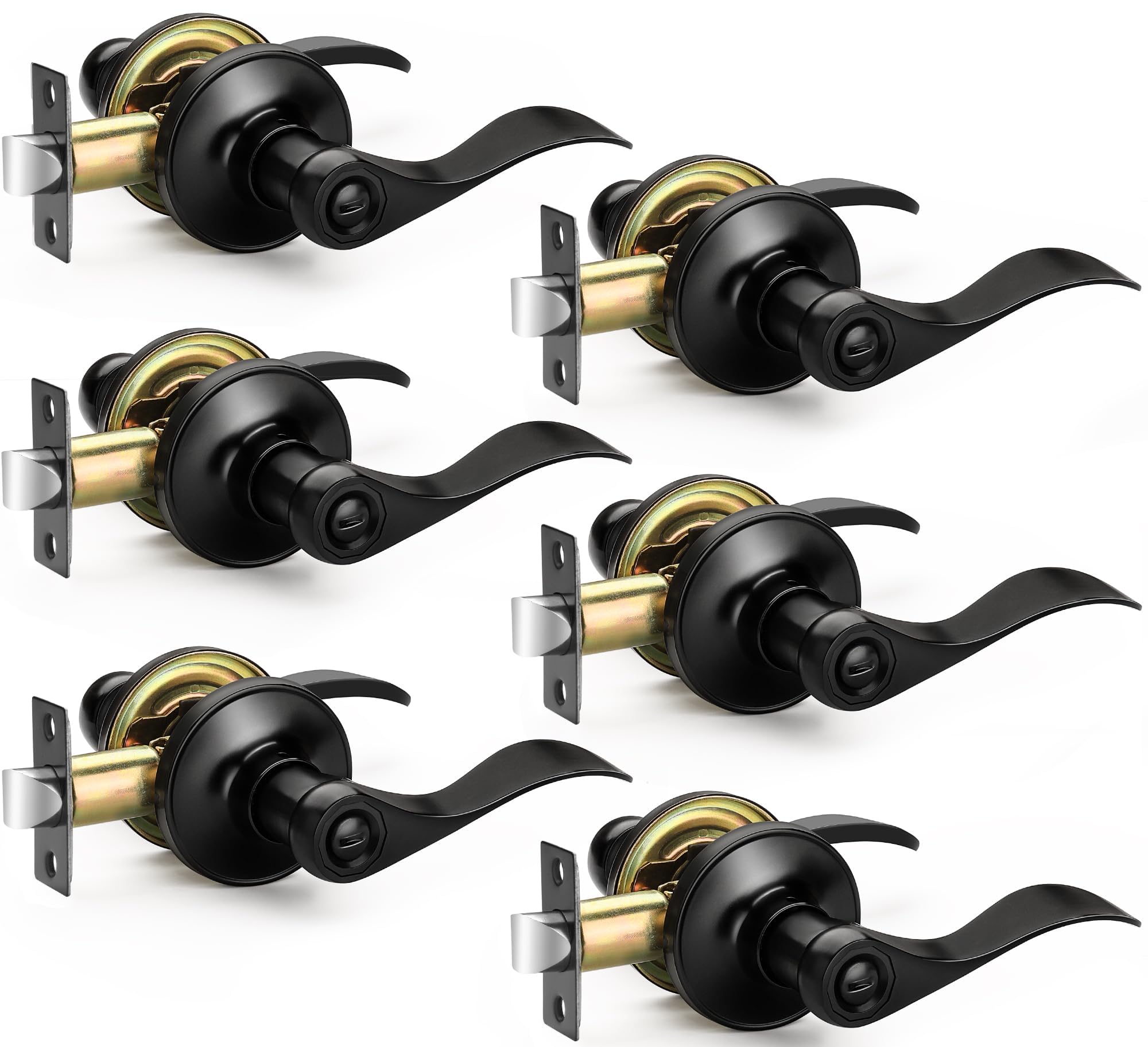 Sopoby 6 Pack Matte Black Door Handles Privacy Door Levers, Heavy Duty ...