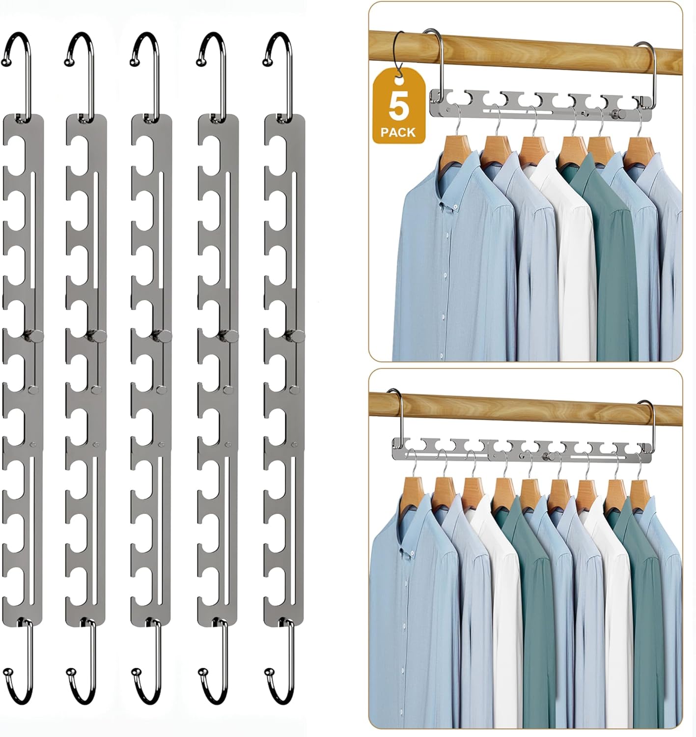 Amazon.com: Cycleacc Space Saving Hangers Retractable, Extended 9 Holes ...