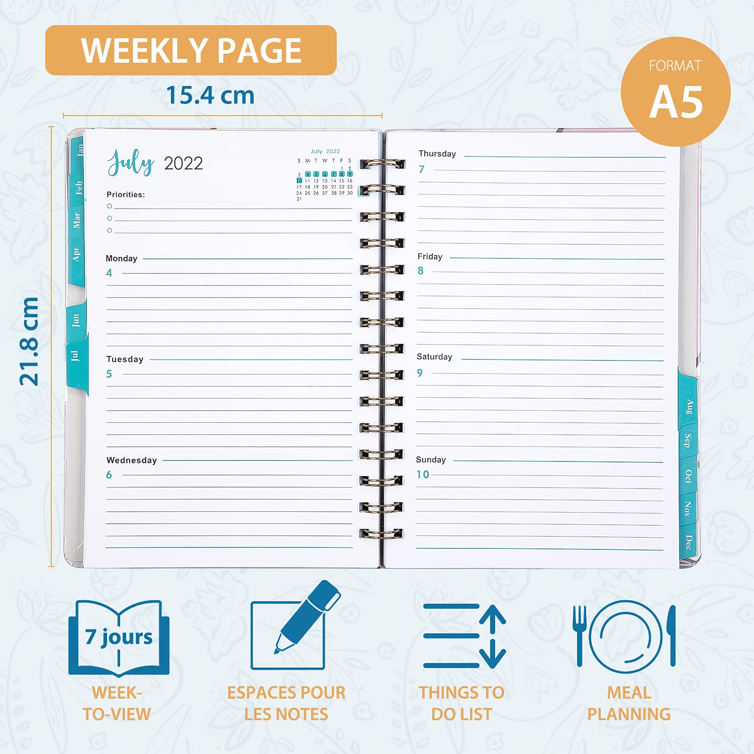 Buy 2022-2023 Planner, TOUVE A5 Planner Weekly and Monthly from JUL ...
