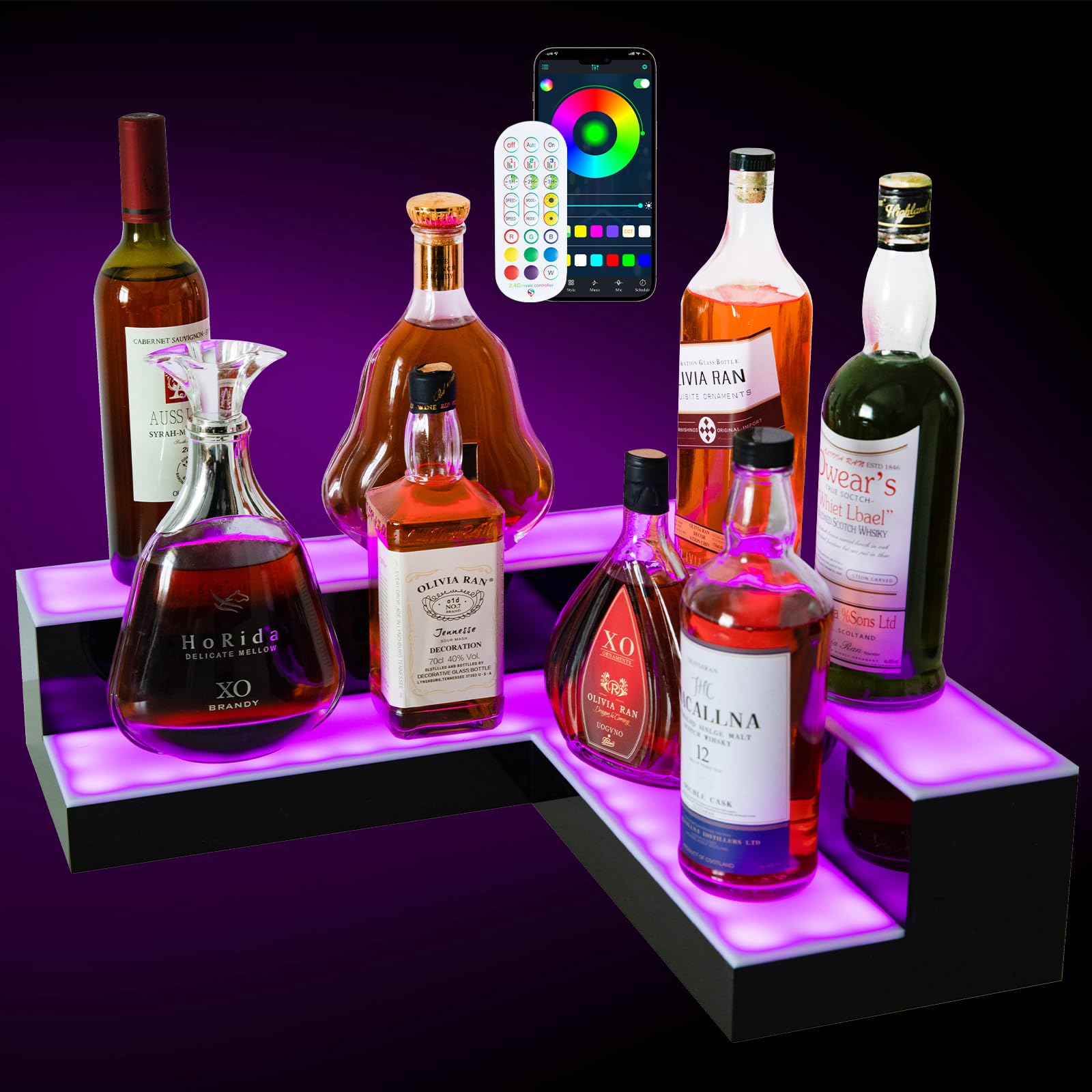 Amazon.com: Corner Led Lighted Liquor Bottle Display Shelf, 20 Inch 2 ...