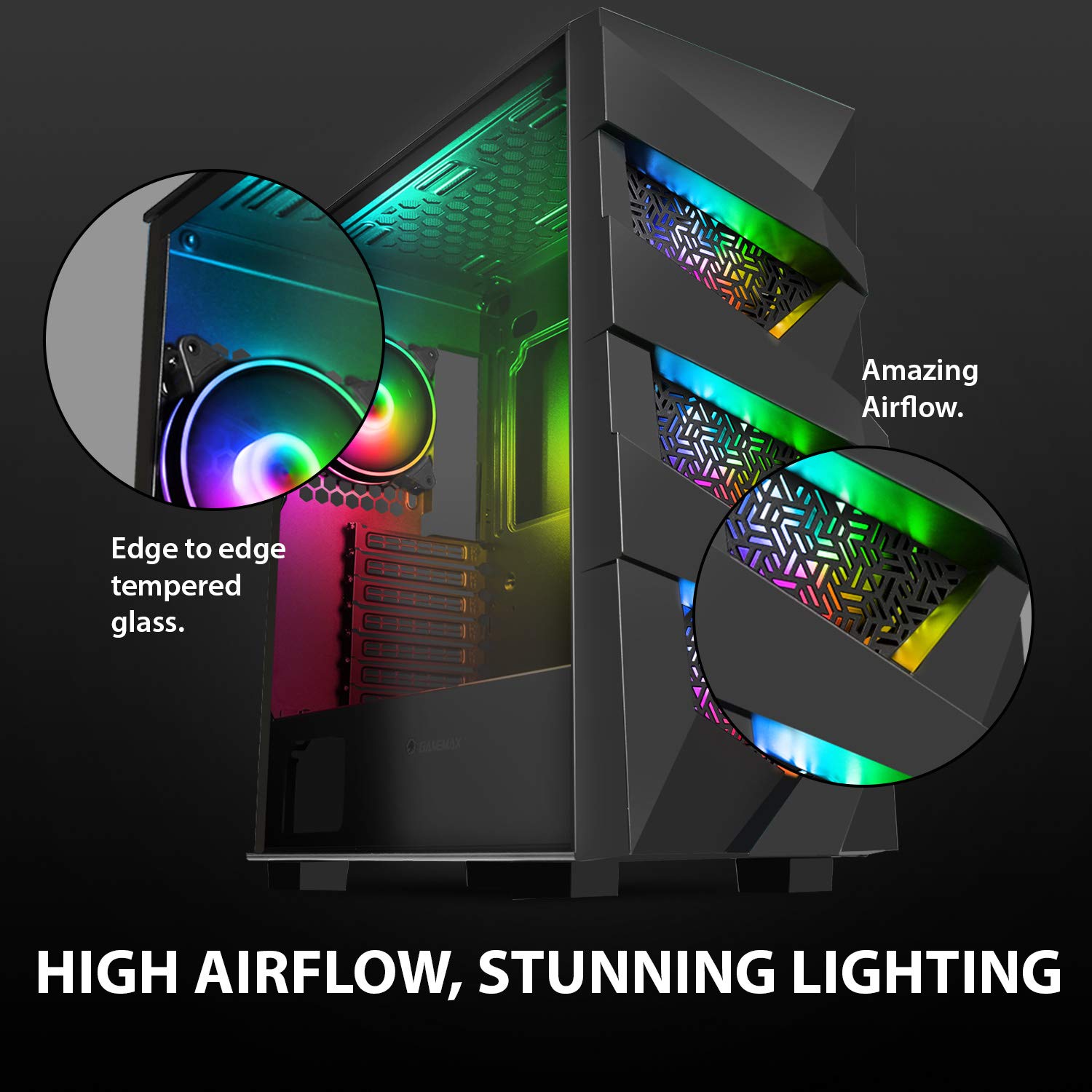 GameMax Vengeance ARGB PC Gaming Case, ATX, 4 Razor Extreme ARGB ...