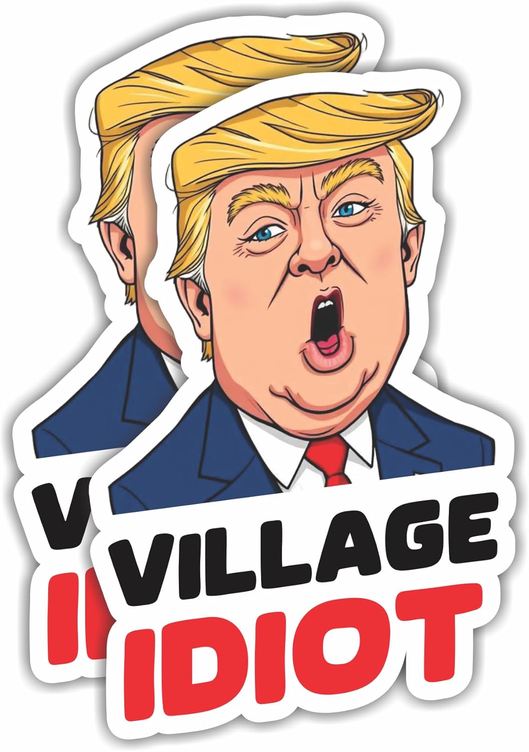 (2 Pcs) Anti Donald Trump Village Idiot Caricature Vinyl Decal Bumper ...