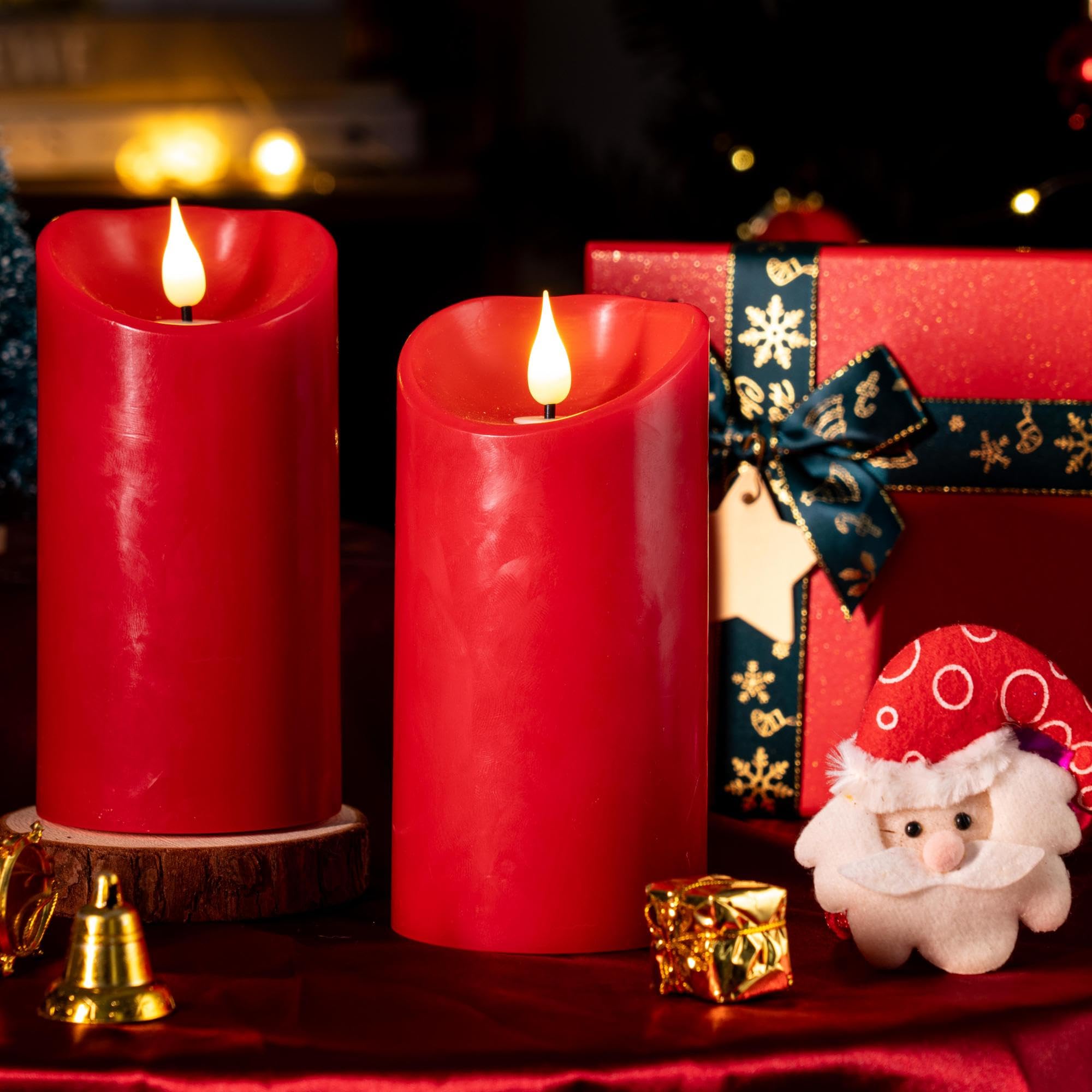 Amazon.com: luzzup Burgundy Flameless Candles with Timer - Red Battery ...