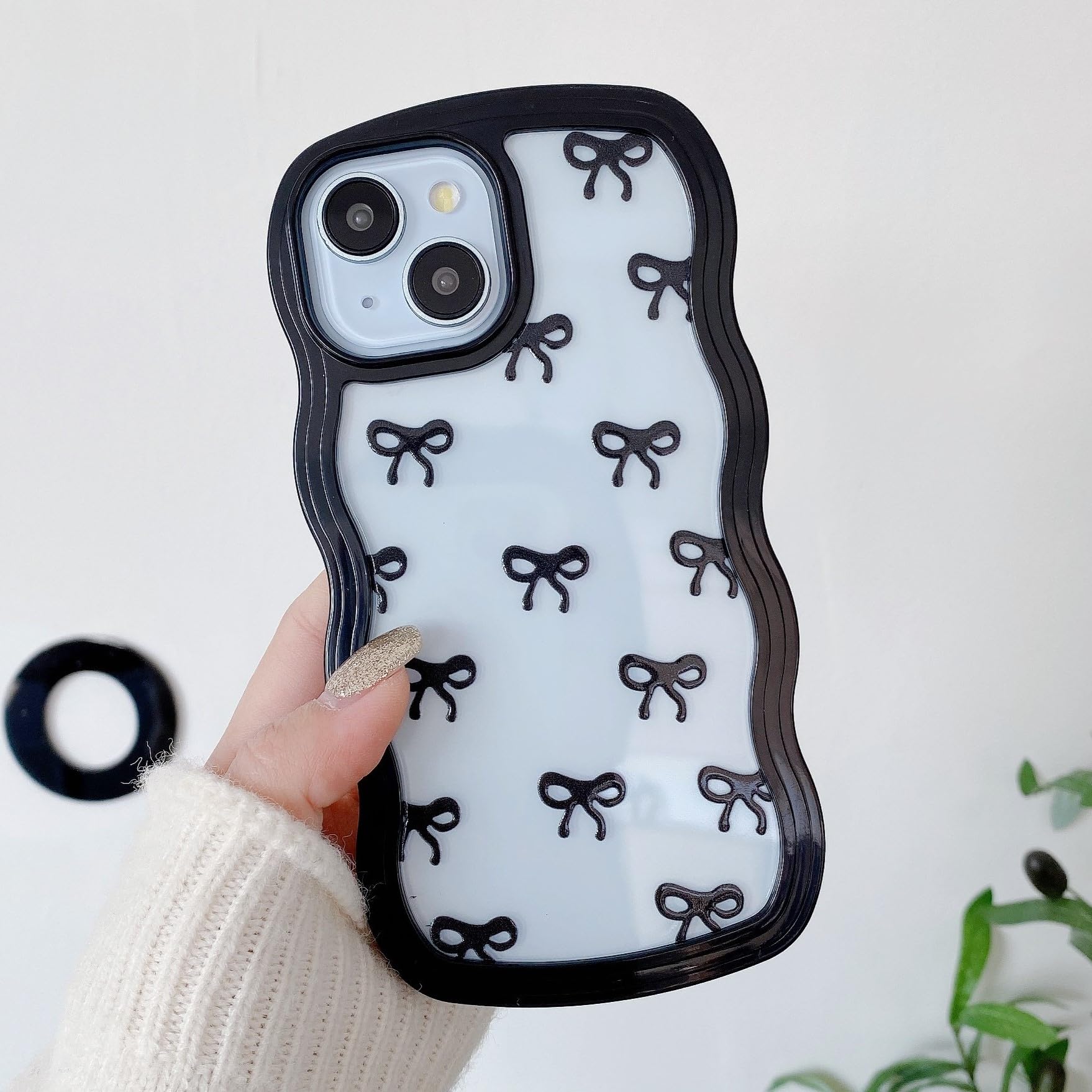 Amazon.com: QLTYPRI Bow Case for iPhone 13/iPhone 14, Clear Cute Ribbon Bow Phone Case Curly ...