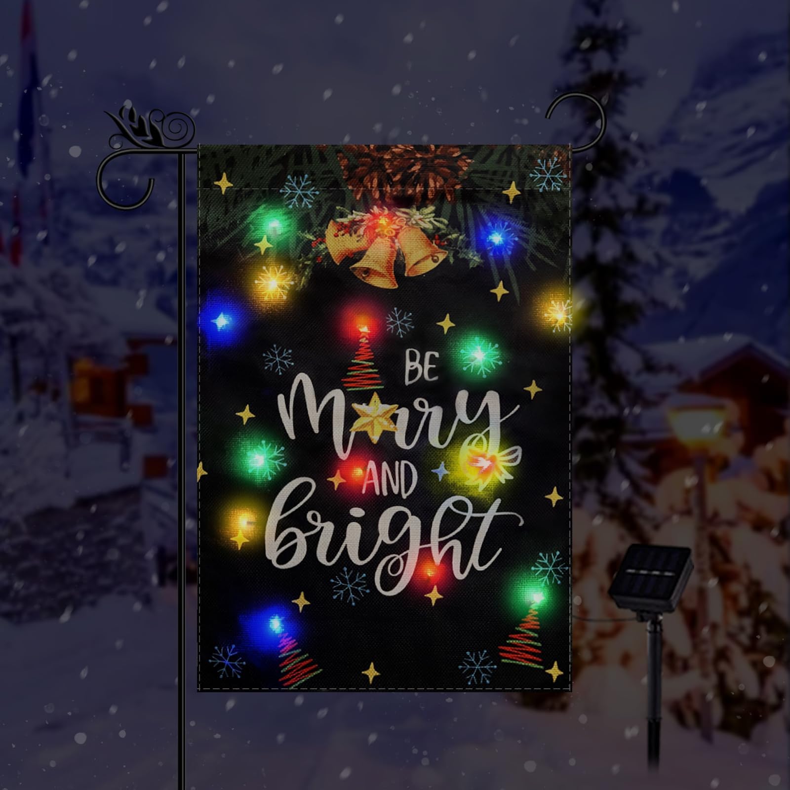 Amazon.com : Christmas Garden Flag with Solar Lights, LED Lighted Merry ...