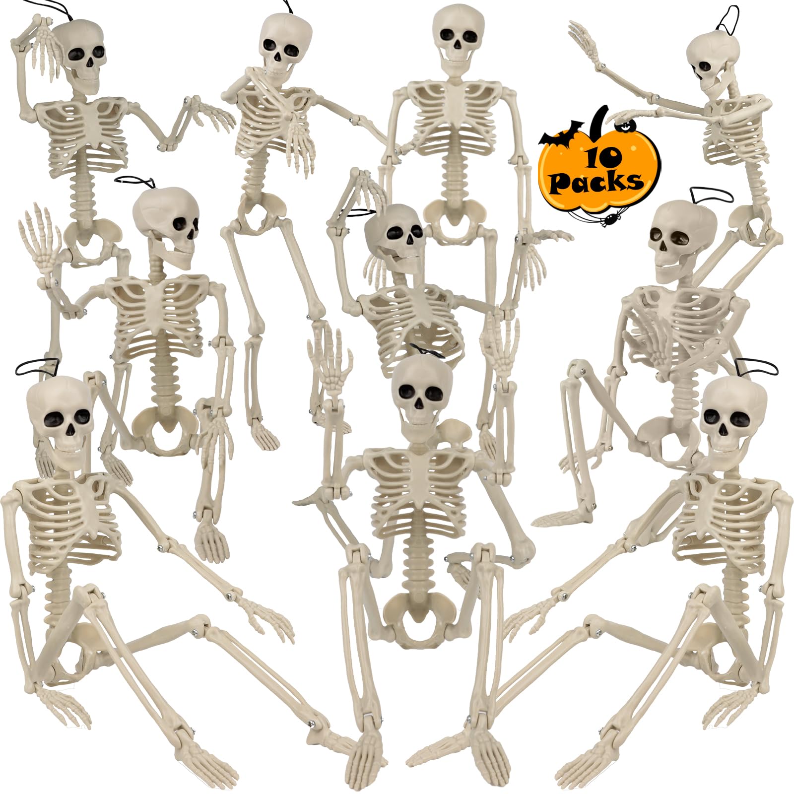 Amazon.com: 10 Packs Halloween Skeletons - 16'' Halloween Decorations ...