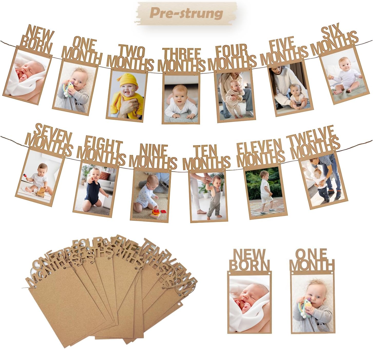 Amazon.com: OOTSR 1st Birthday Photo Banner Growth Record 1-12 Month ...