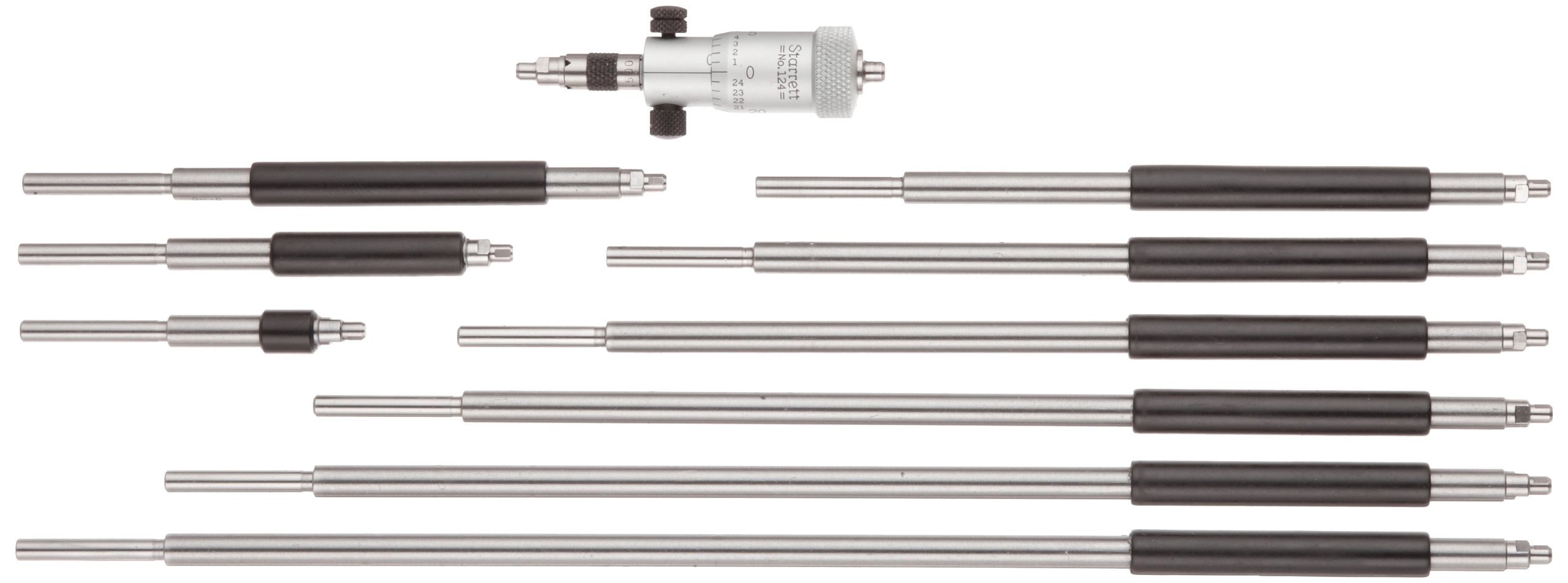 Starrett Micrometers Set, 124BZ, Inside Solid-Rod Vernier, 10 Measuring ...