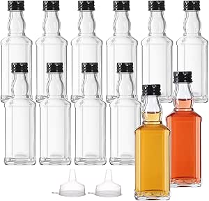 YBCPACK 100ml 12 Pack Mini Glass Alcohol Bottles, Reusable Small Glass ...