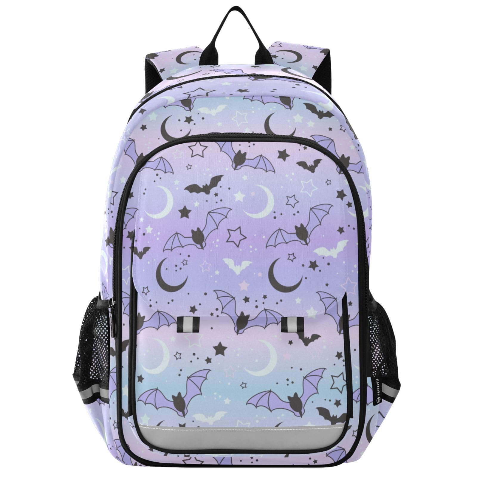 Amazon.com | Sletend Purple Bat Moon Backpack for Girls-Boys Middle ...