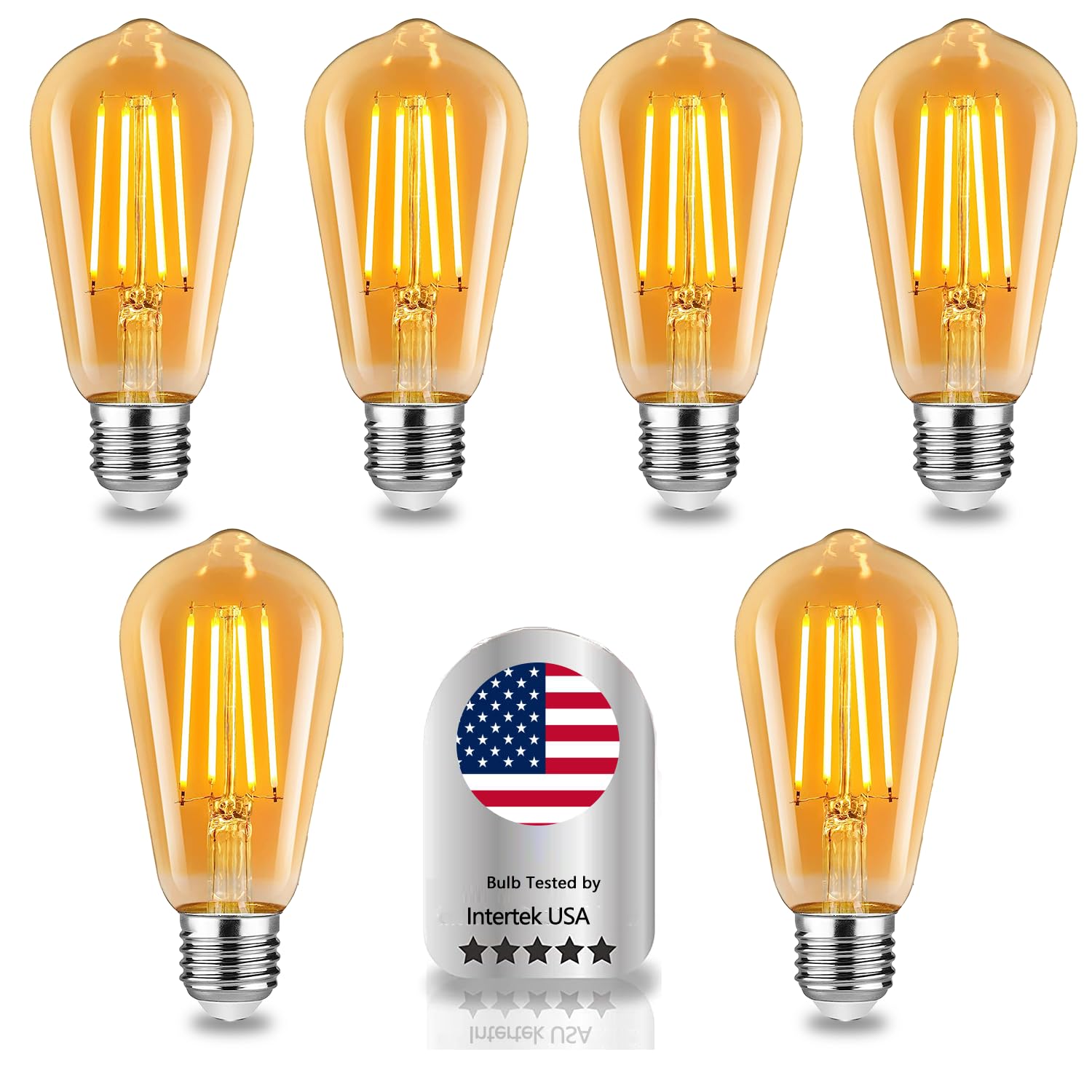 CTrowelpro 6 Pack Vintage LED Edison Bulbs 6W, Equivalen 60W Warm White ...