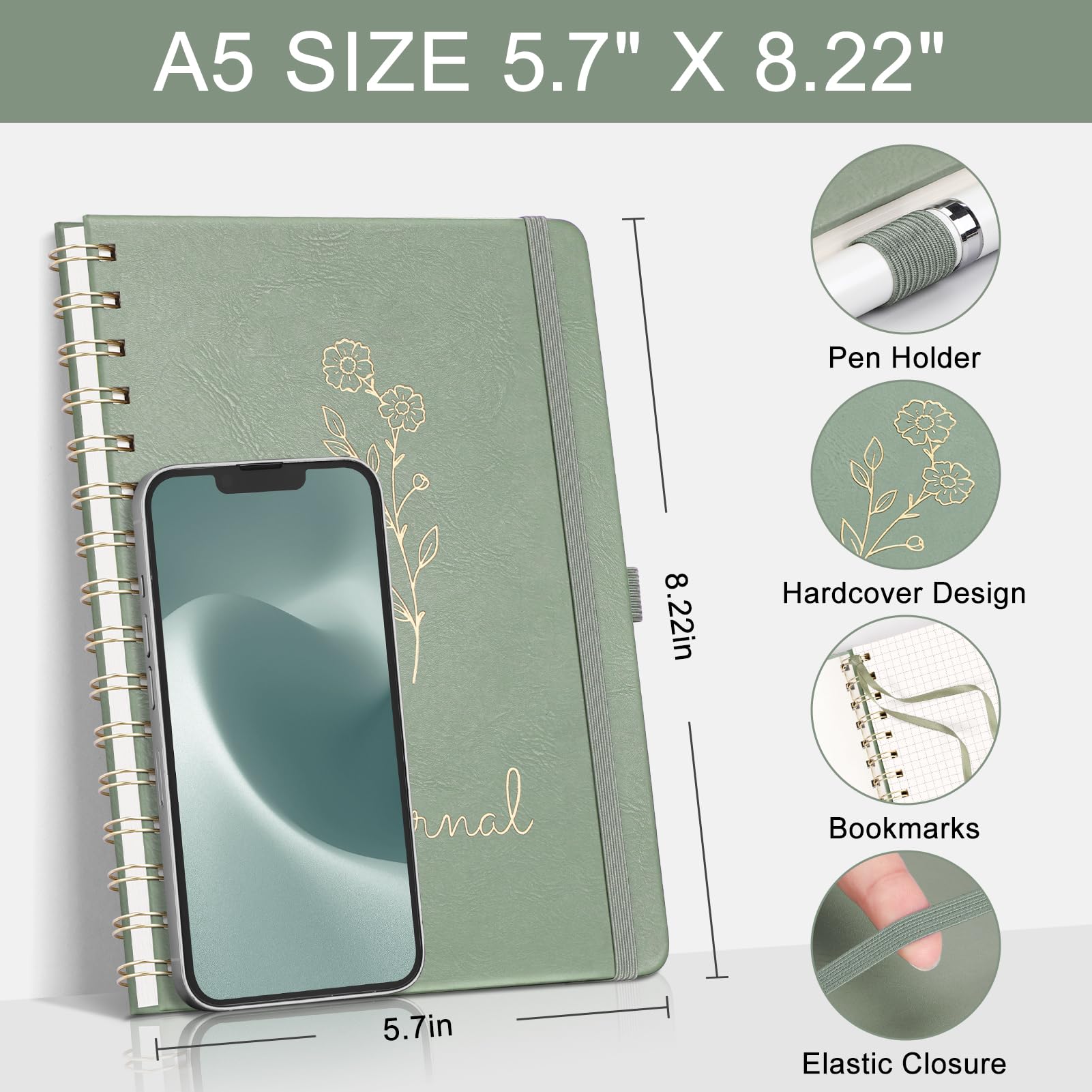 Snapklik.com : Graph Paper Notebook, 5.7" X 8.22" A5 Hardcover Leather ...