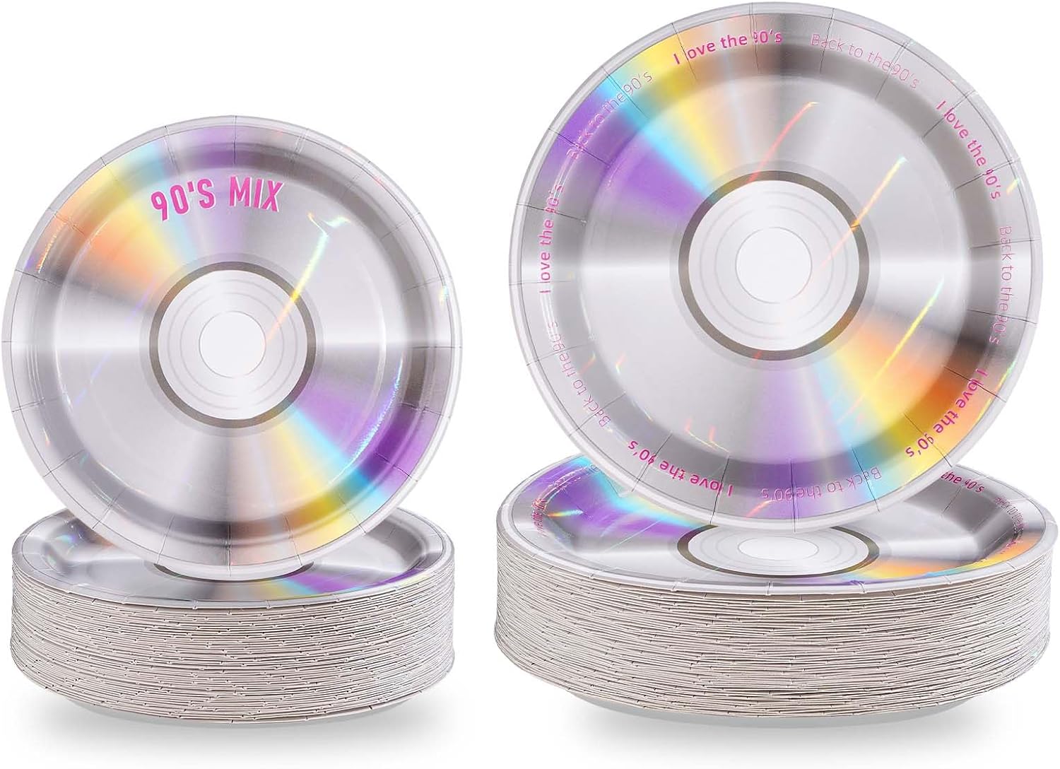 Amazon.com: 100Pcs 90's Party Plates 90's Mix CD Dessert Plates 7'' and ...