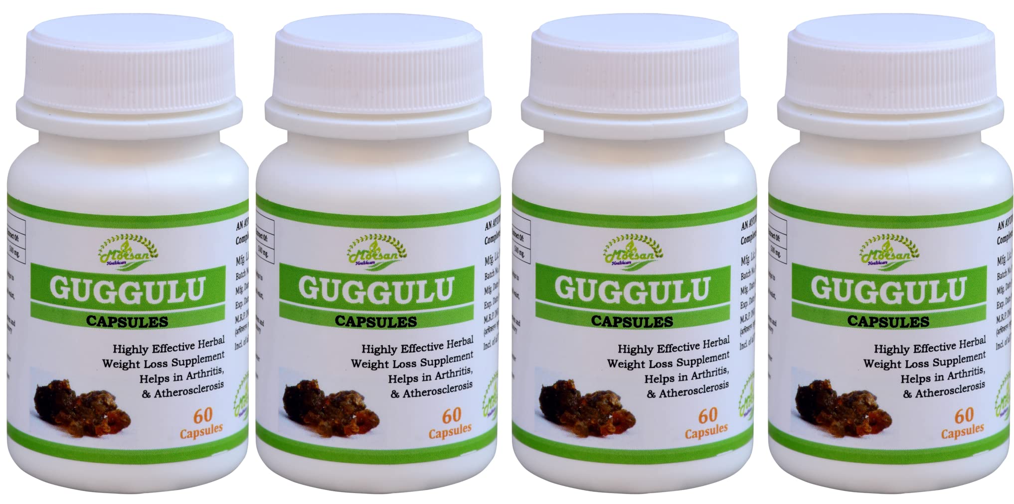 Buy Morsan's Guggulu (Commiphora mukul) Capsules, Pack of 4 x 60 x 500 ...