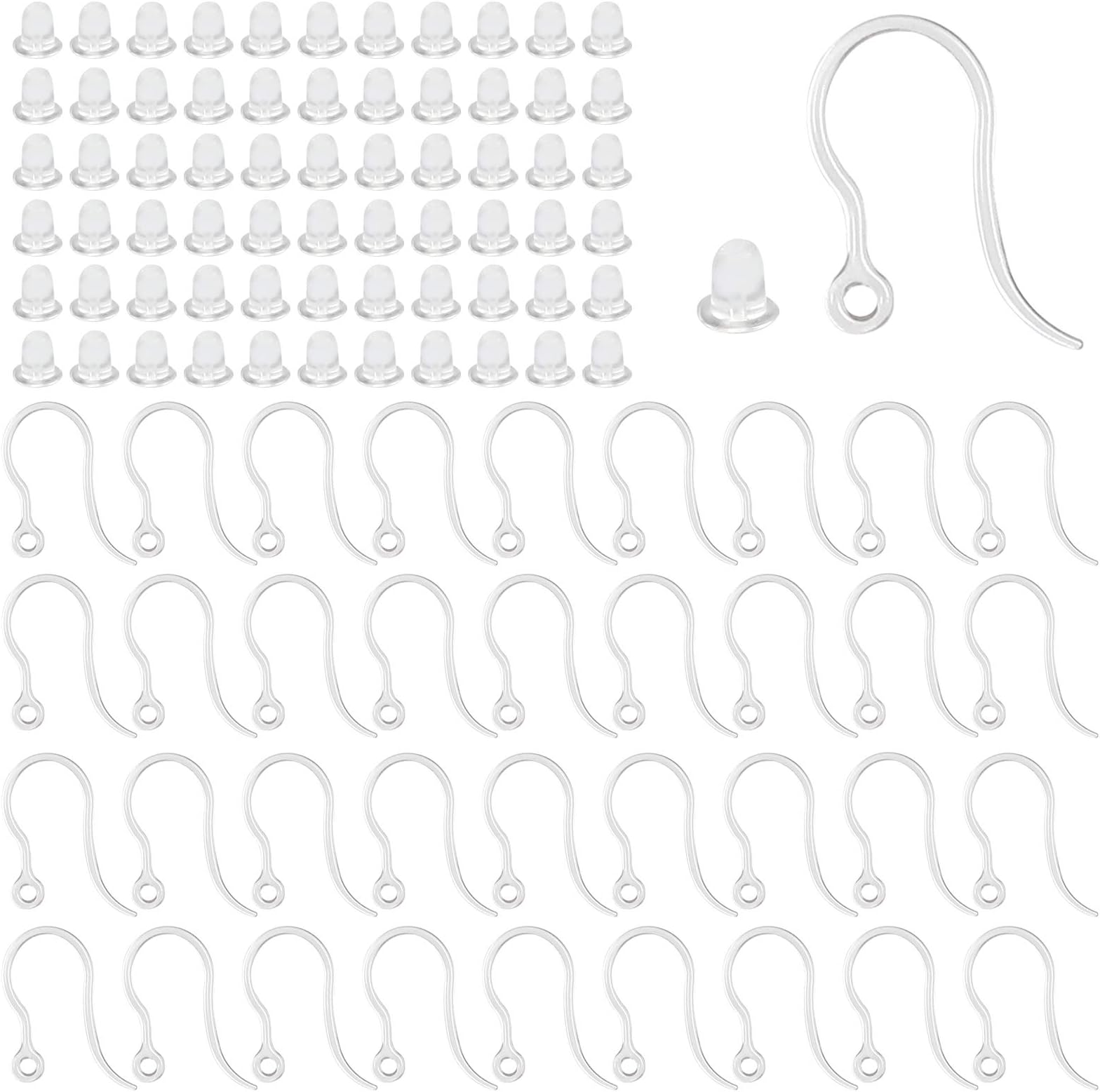 Amazon.com: 40pcs Clear Safety Non-Allergenic Plastic Earring Hooks Ear ...