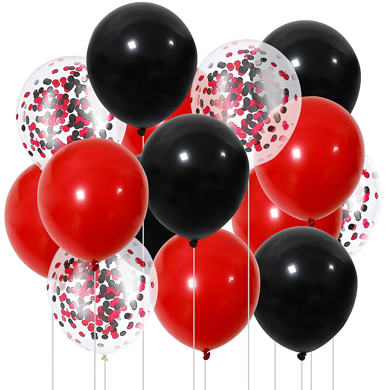 Amazon.com: 12inch Black Red Latex Helium Balloons,Black Red Confetti ...