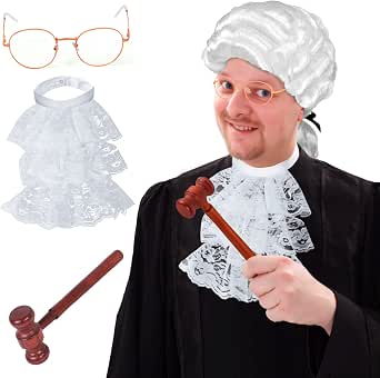 Amazon.com: Aichiyu 4 Pieces Judge Costume Accessory Judge Lawyer Wig ...