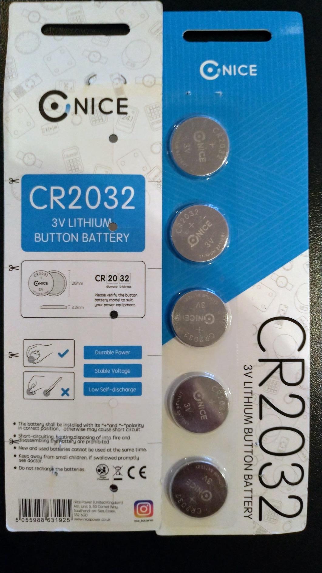 Nice PowerTM Piles Bouton 3V Batterie au Lithium BR2025 DL2025 BR2032 ...
