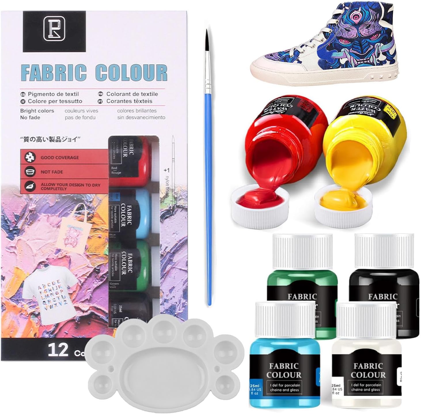 Juego de 3 Pintura Textil, Pintura para Tela, 12 Colores, 25 ml por ...