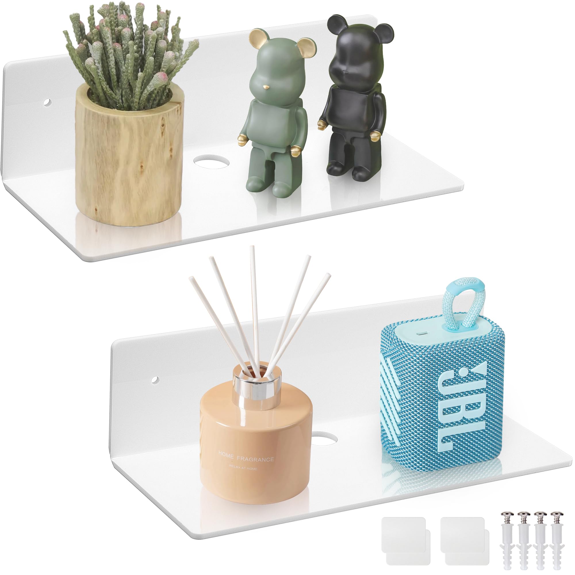 Amazon.com: Acrylic Small Adhesive Wall Shelves,Mini Floating Shelves ...