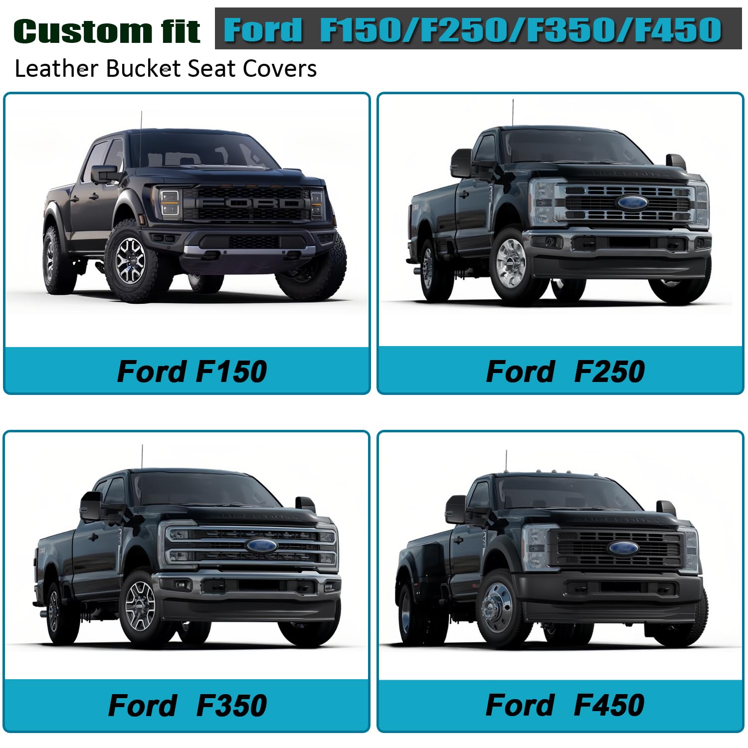 Snapklik.com : GIANT PANDA Front Car Seat Cover For Ford F150, Leather ...