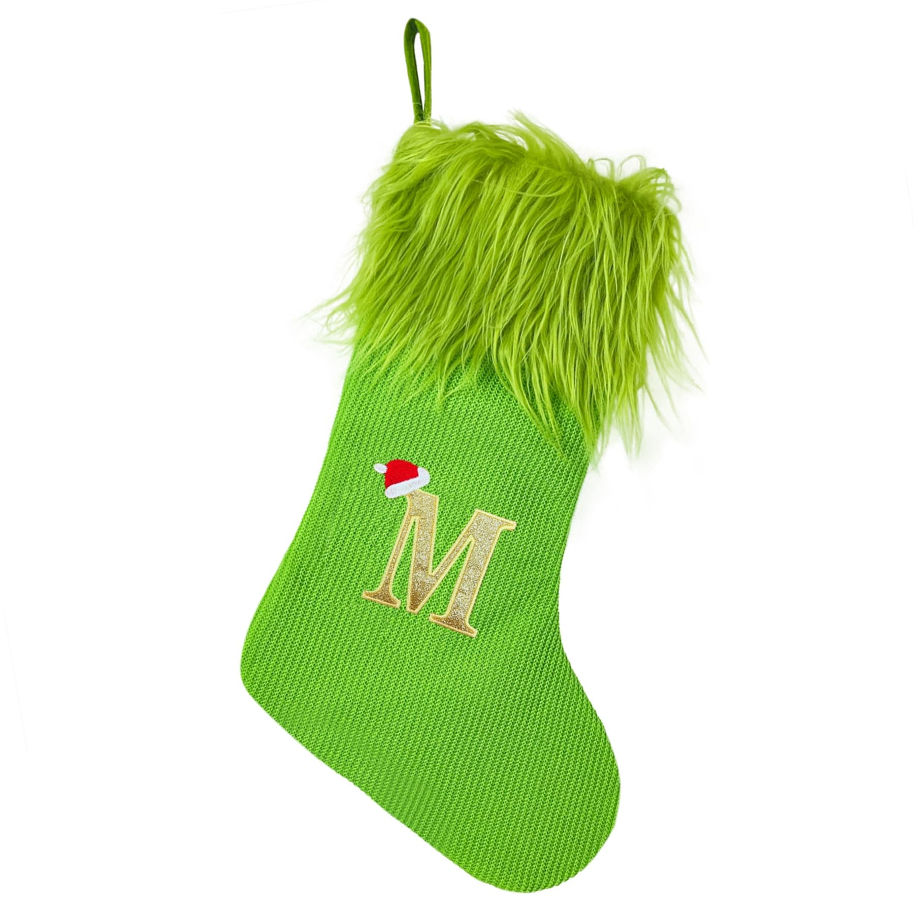 Amazon.com: MOJDIOSM Green Christmas Stockings with Initials, 18” Knit ...