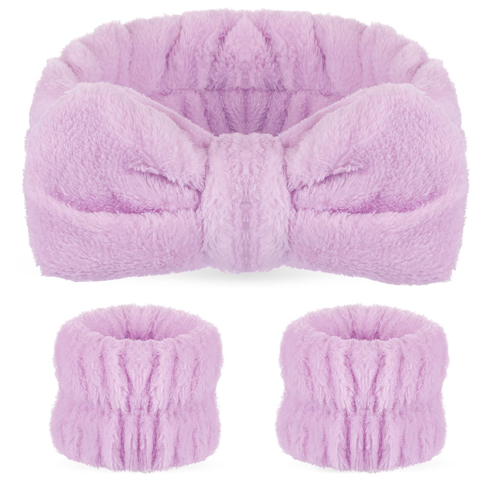 Amazon.com : Hanaive 3 Pcs Purple Face Wash Headband Wristband Set for ...