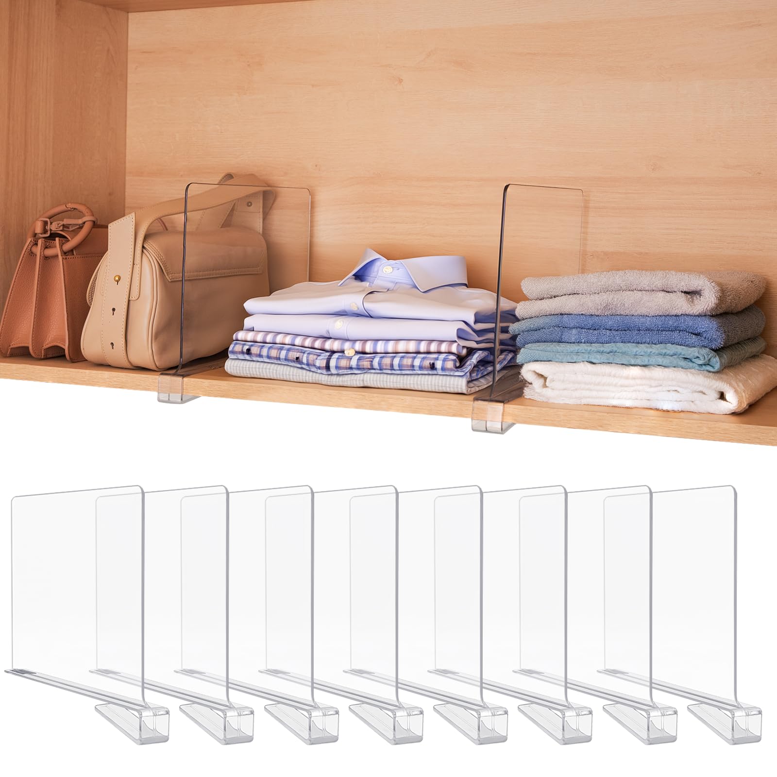 Amazon.com: JEAWIWI Shelf Dividers for Closet Organization, Clear ...