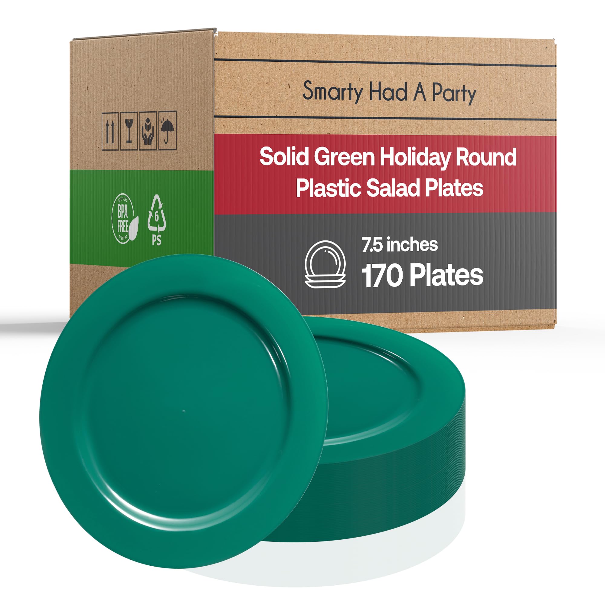 Amazon.com: Smarty Had A Party Premium Green Plastic Plates Set - 7.5 ...