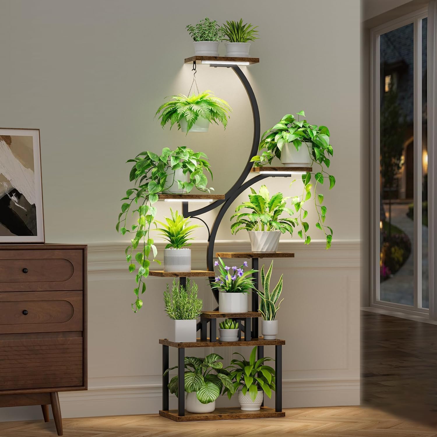 Amazon.com: AKSNDRT Plant Stand Indoor with Grow Lights, 8 Tiered ...