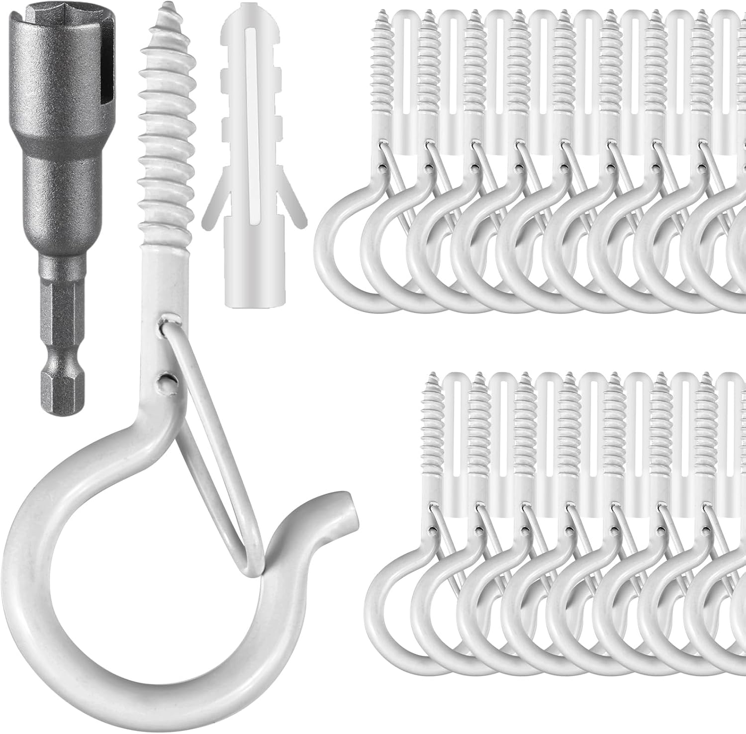 Amazon.com: 100 Pcs Screw-in Hooks for Outdoor String Lights, Q Hangers ...