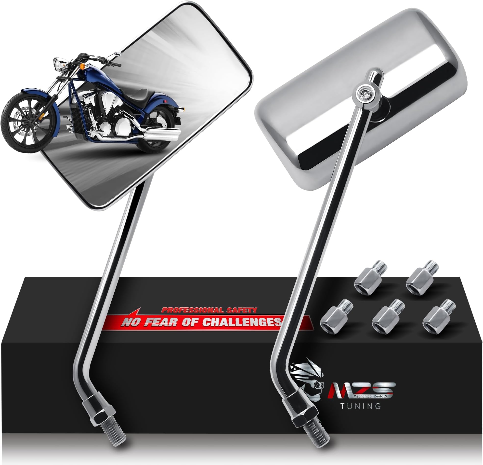 Amazon.com: MZS Motorcycle Mirrors 10MM 8MM,Universal 360 Degree ...