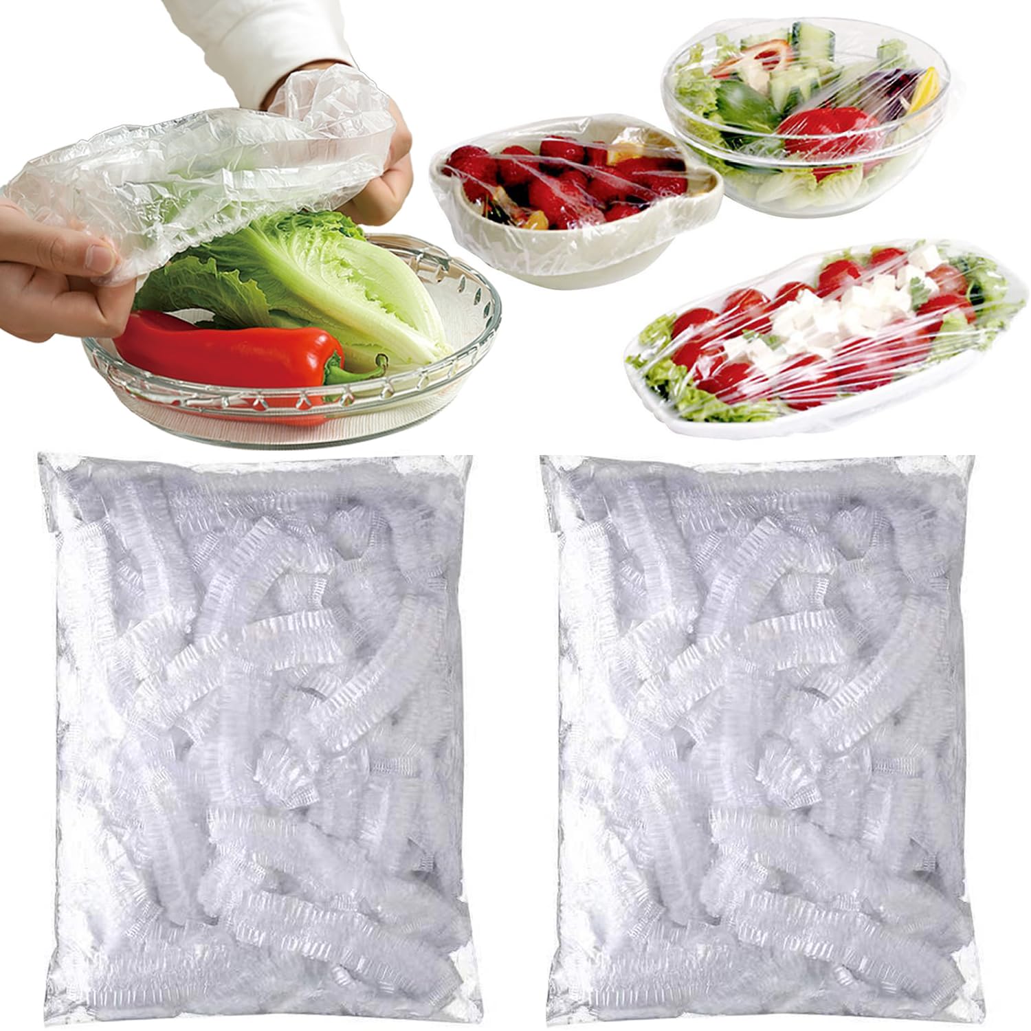 Amazon.com: 200 Pcs Reusable Bowl Covers, Elastic Plastic Food Covers ...