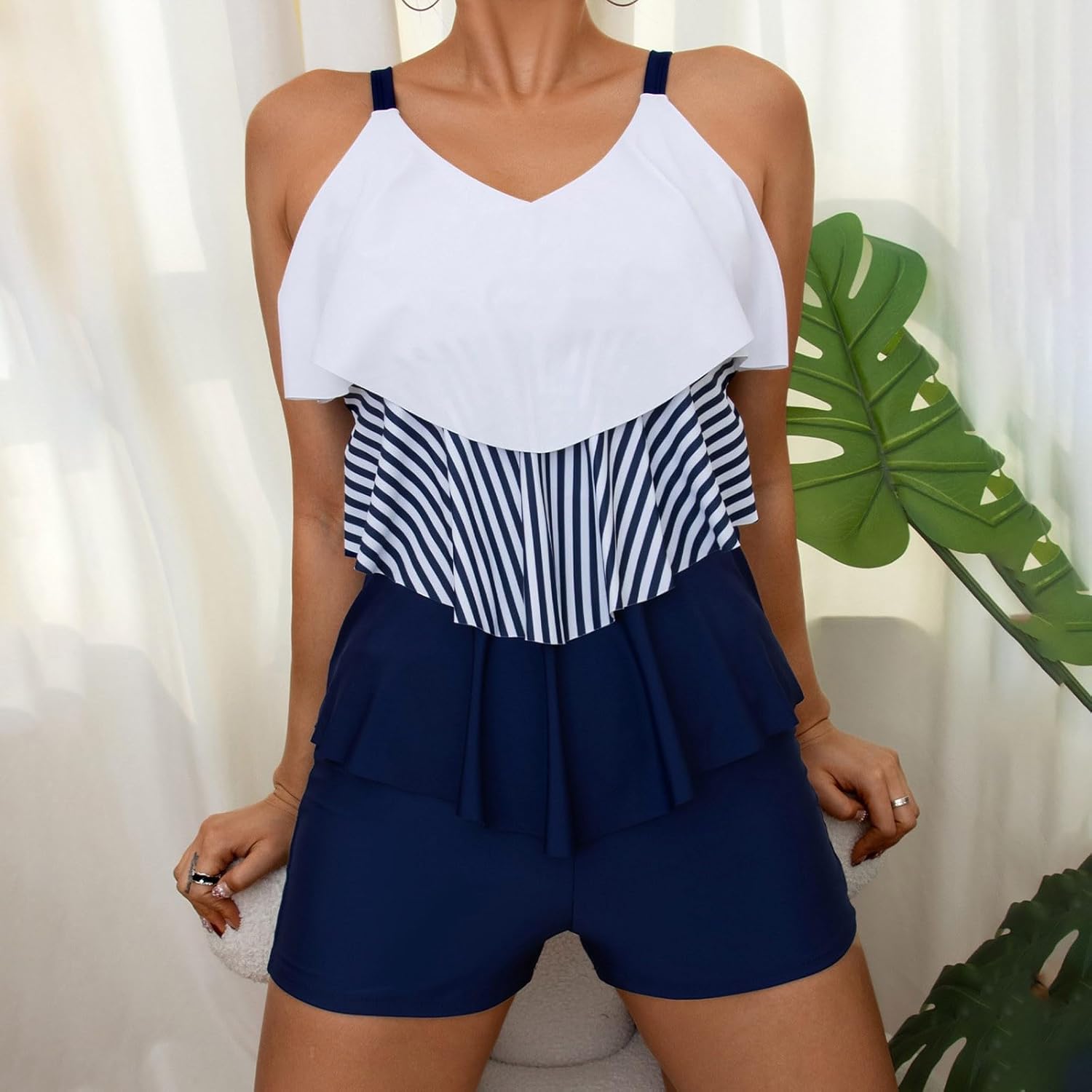 Tankini Swimsuits for Women,Women's Printed Tankini Slimming Flesh ...