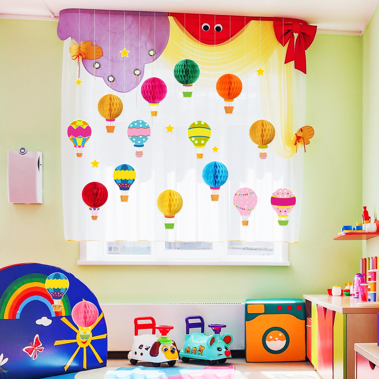 Snapklik.com : 82 Pcs Colorful 3D Hot Air Balloon Honeycomb Bulletin ...
