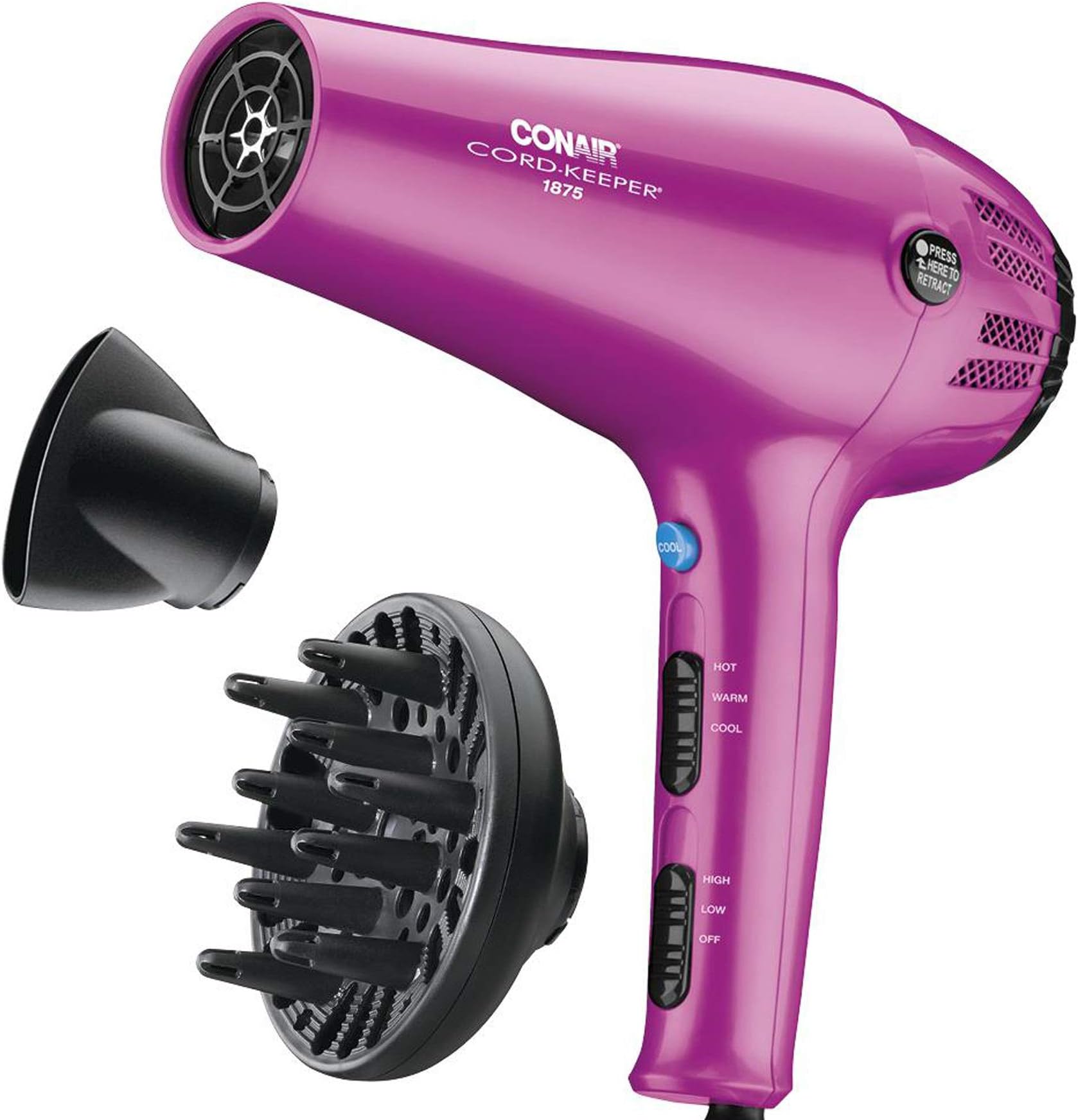 Amazon.com : REVLON Infrared Hair Dryer with Diffuser - Ionic Blow ...