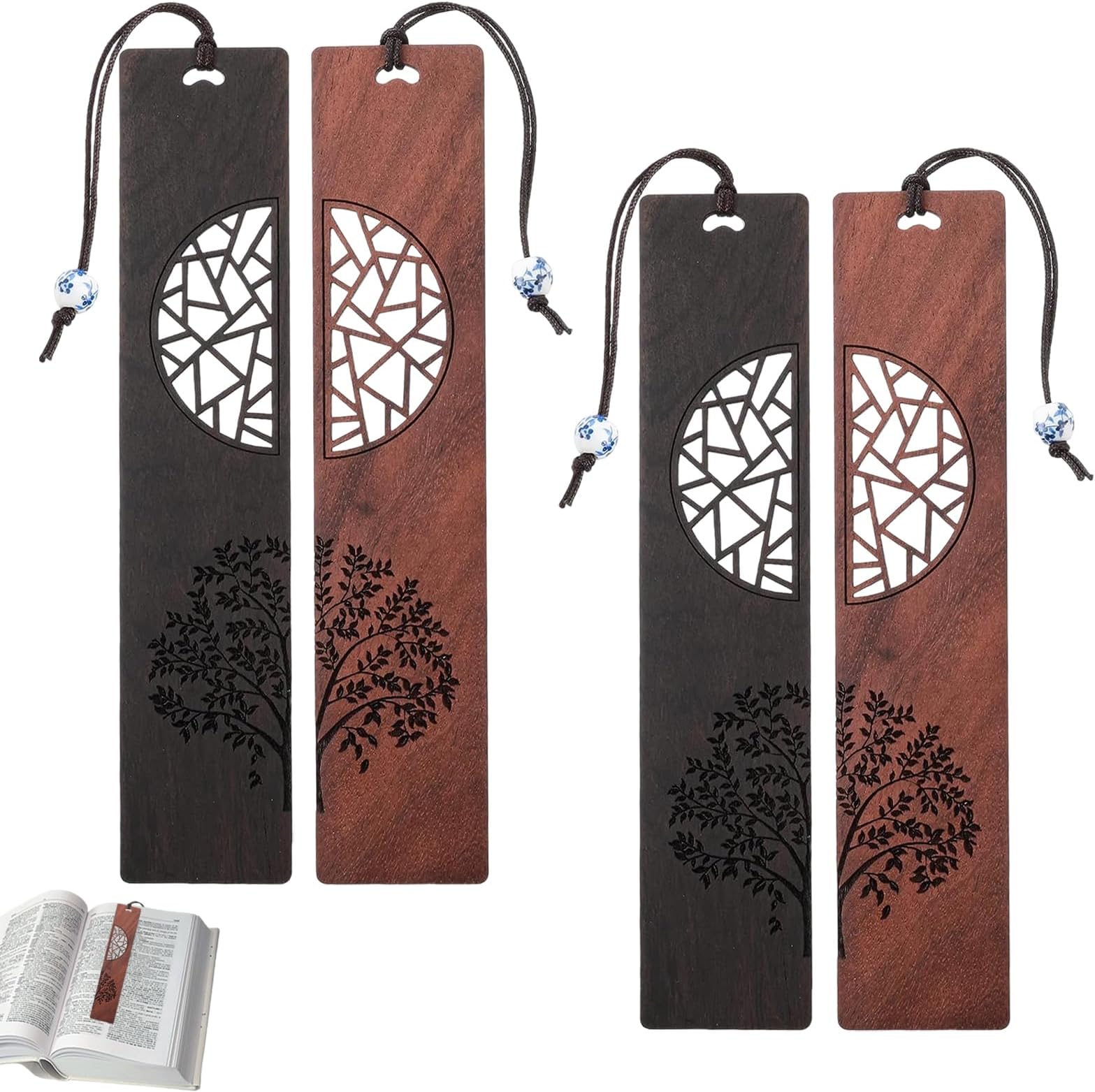 4 PCS Bookmarks for Men, Book Mark, Handmade Natural Wooden Bookmark ...