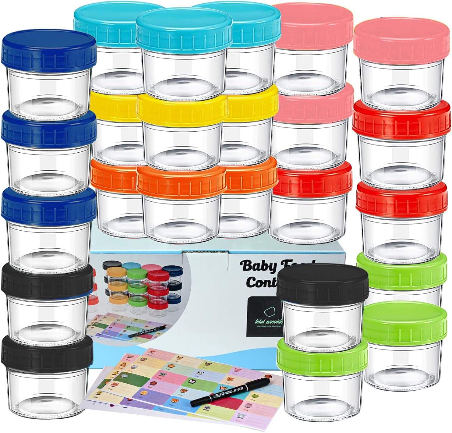 Glass Baby Food Containers with Labels-24 Pack Baby Food Storage ...