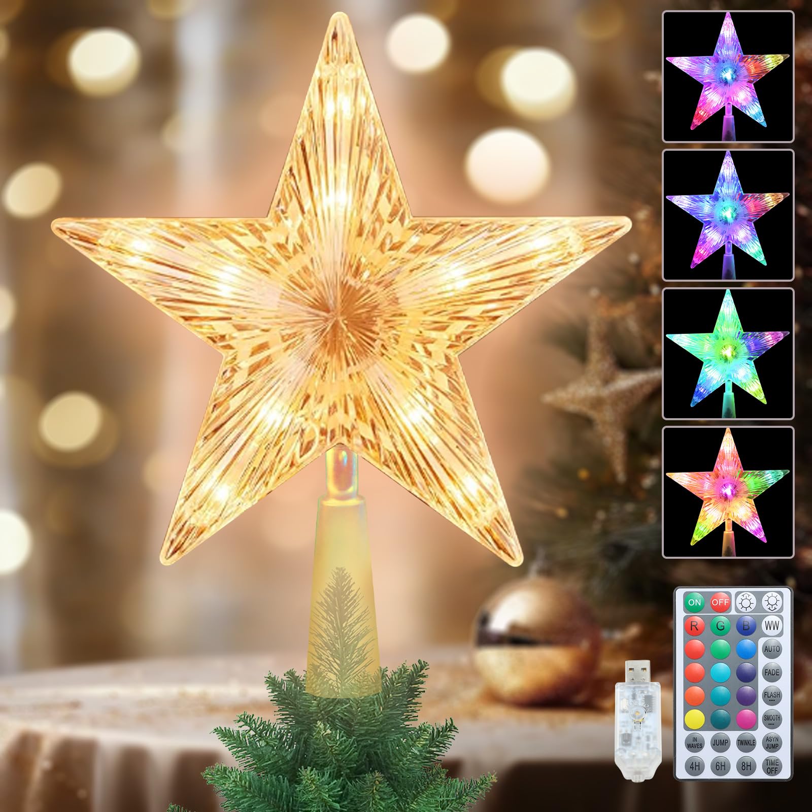 Amazon.com: Christmas Tree Topper, 9" Lighted Christmas Tree Topper ...