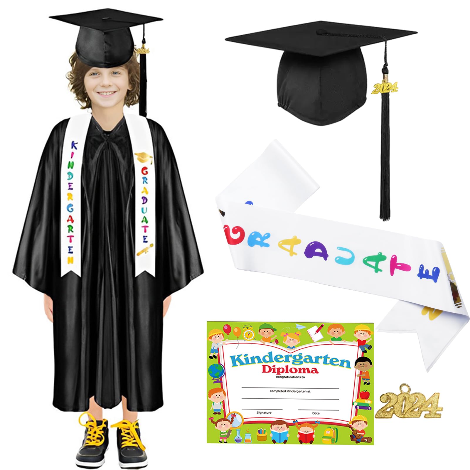 Buy Preschool Graduation Cap and Gown Stole Set 2024 Year with ...