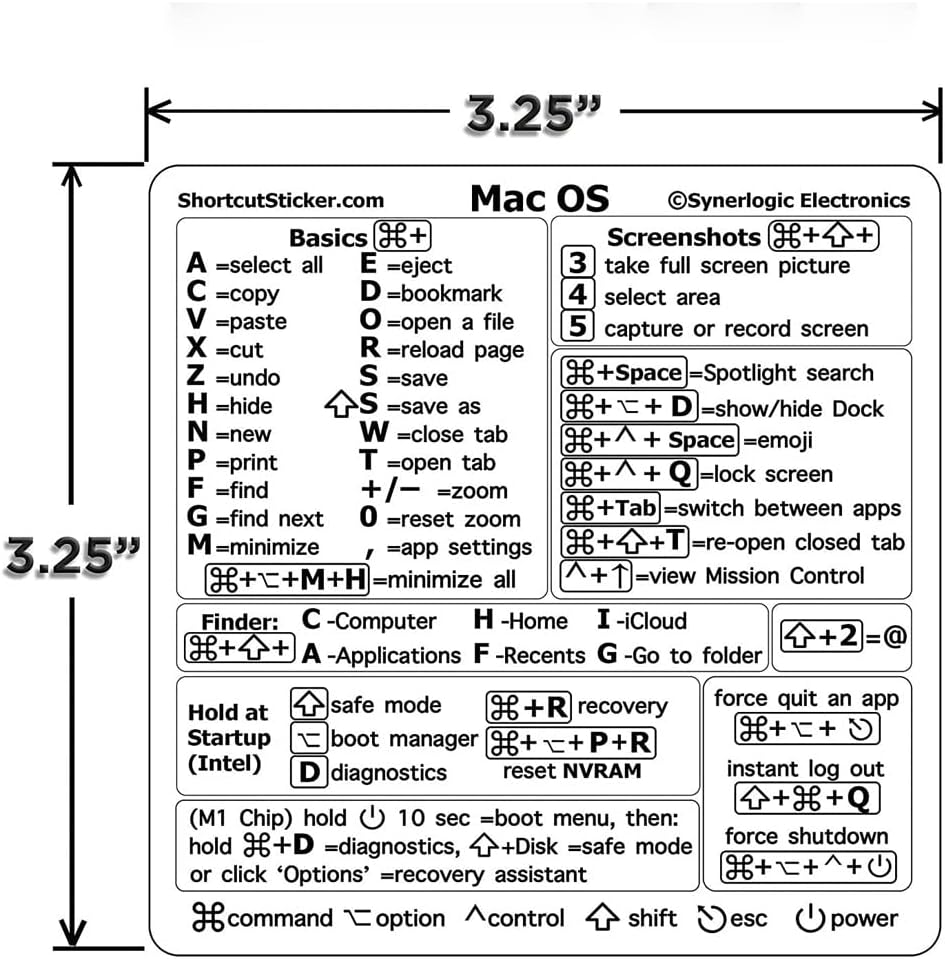 Keyboard Shortcut Sticker, Excel Shortcuts Sheet Reference for PC ...