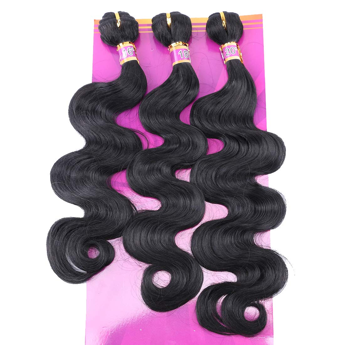 Amazon.com : 3 Bundles Body Wave Synthetic Hair Weave Extensions 16 18 ...