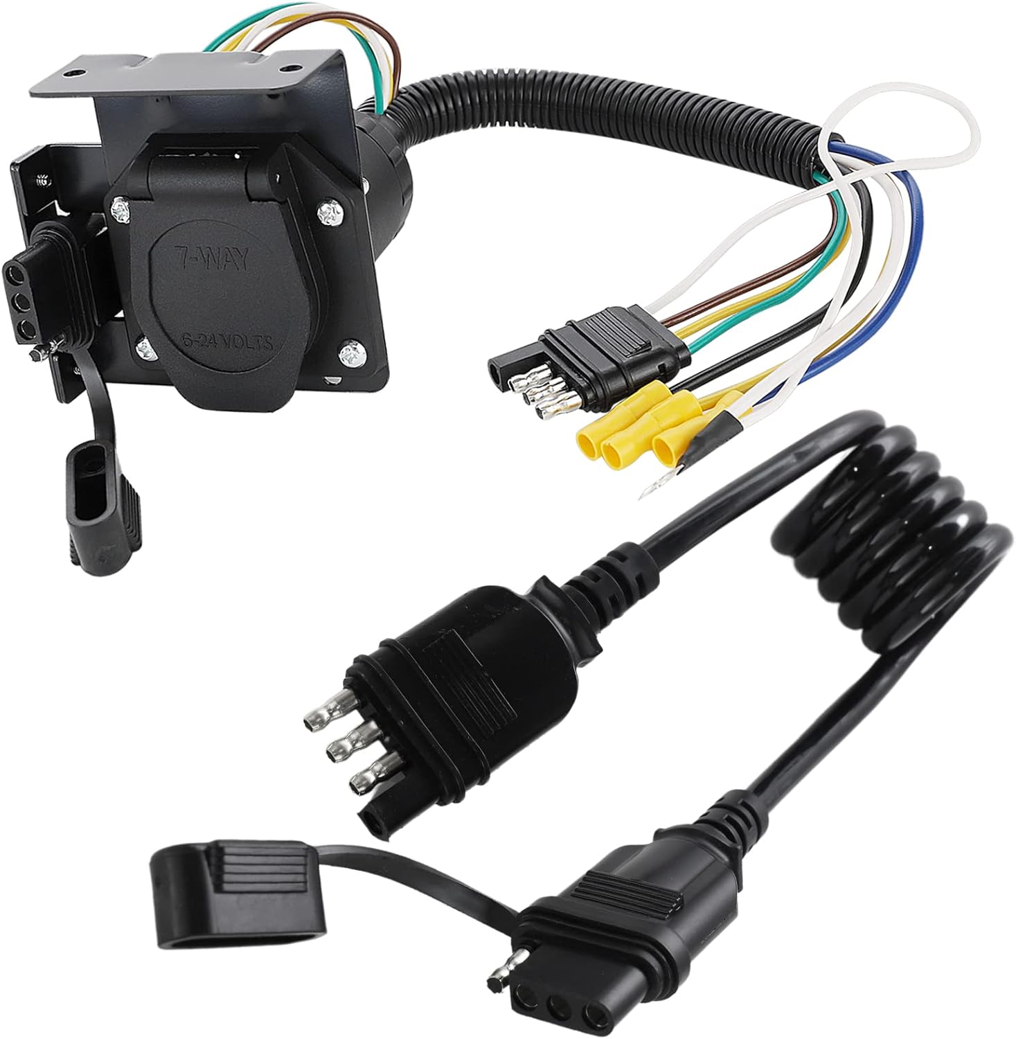 Amazon.com: MECMO Multi-Tow 4 and 7 Way Trailer Adapter with 4 Pin ...