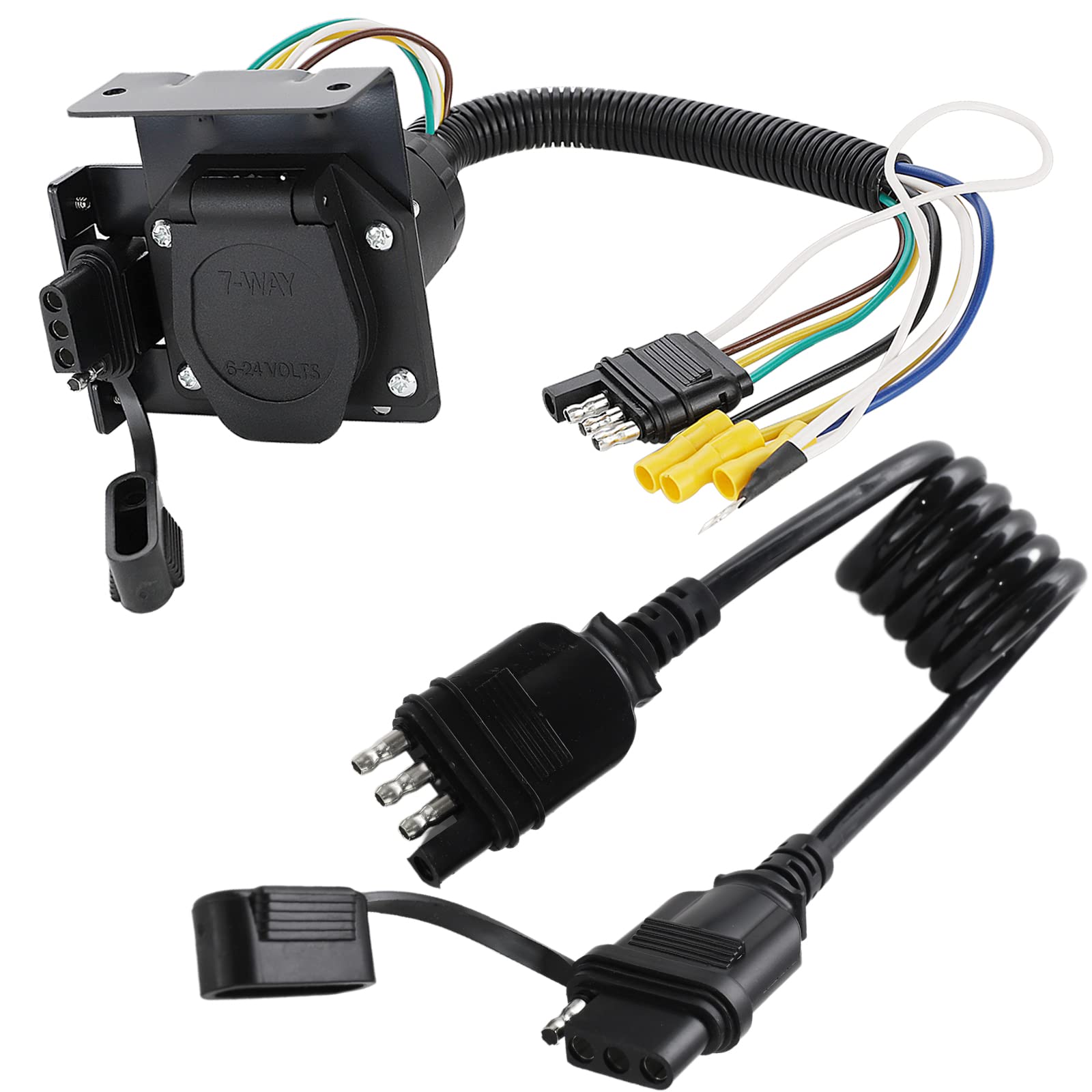 Amazon.com: MECMO Multi-Tow 4 and 7 Way Trailer Adapter with 4 Pin ...