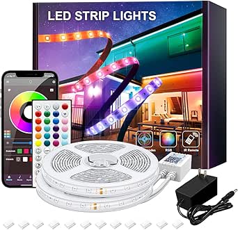 100FT Outdoor LED Strip Lights, IP65 Waterproof Bluetooth LED Lights ...