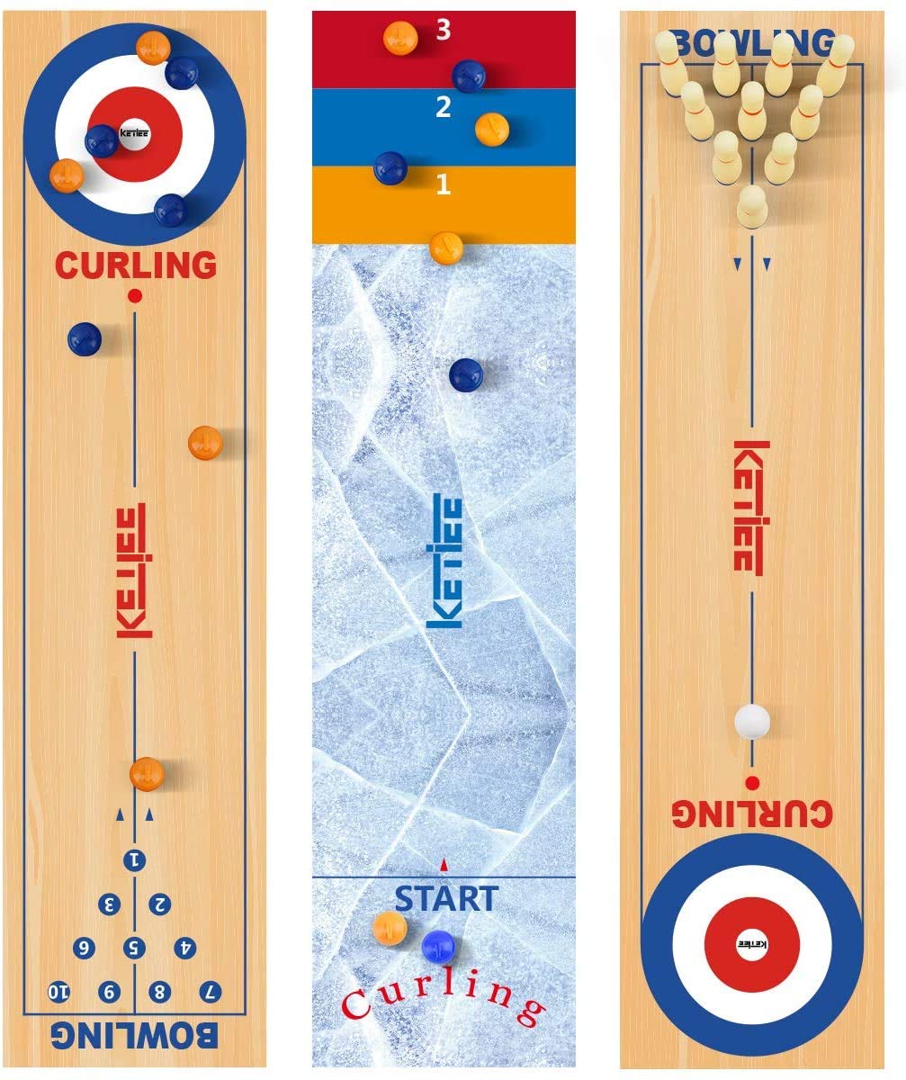 Buy KETIEE 3 in 1 Tabletop Shuffleboard,Bowling and Curling Game Set ...